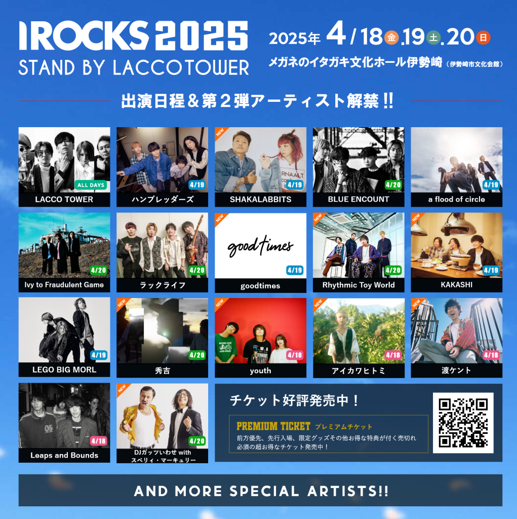 LACCO TOWER主催ロックフェス「I ROCKS 2025」第二弾出演アーティスト&日割り解禁！ - LACCO TOWER OFFICIAL WEB SITE